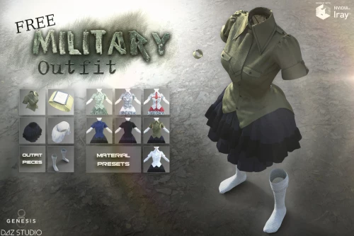Military Uniform for Genesis 8 Female › daz studio