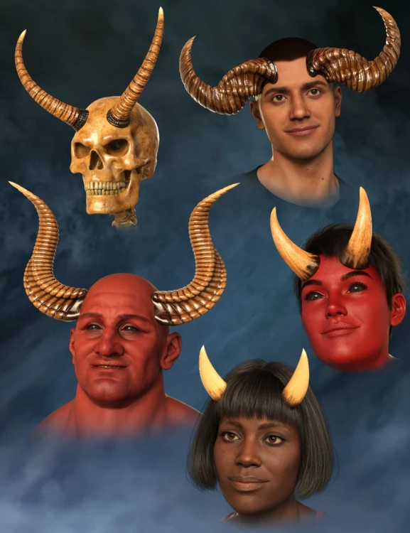 Evil Horns for Genesis 9 › daz studio