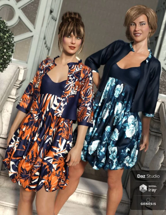dForce Boho Layers Bubble Dress Sophisticated › daz studio