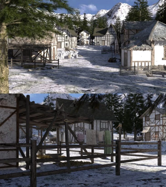 Winter Hamlet Environment › daz studio