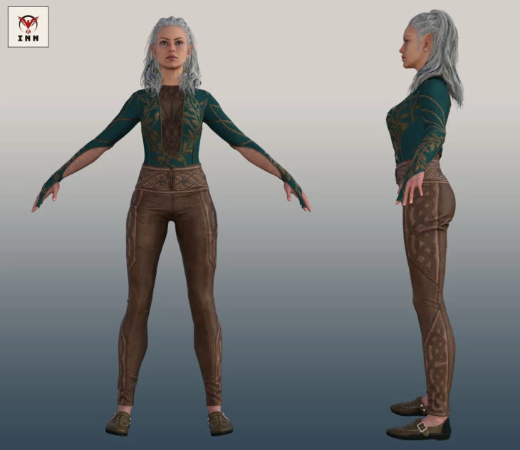 BG3 – Jaheira Epilogue Outfit For Genesis 8 Female › daz studio