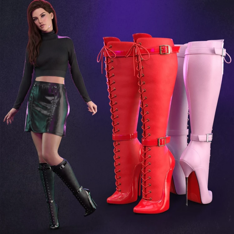 Lace-up Stiletto Ballet Boots › daz studio