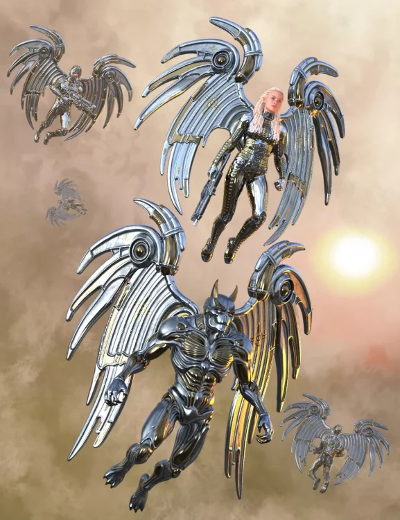 BioMech Demon Wings for Genesis 9 Genesis 8 and Genesis 3 › daz studio