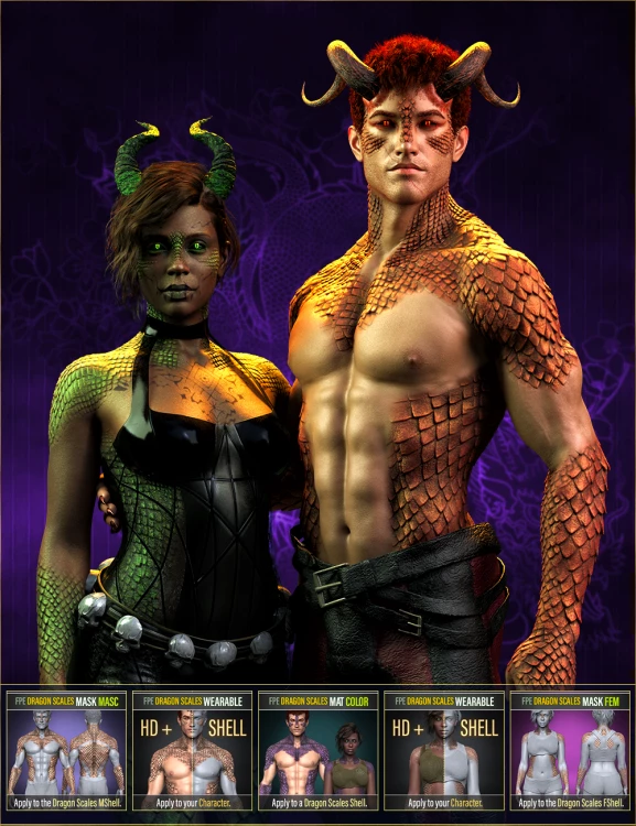 FPE HD Dragon Scales for Genesis 9 › daz studio