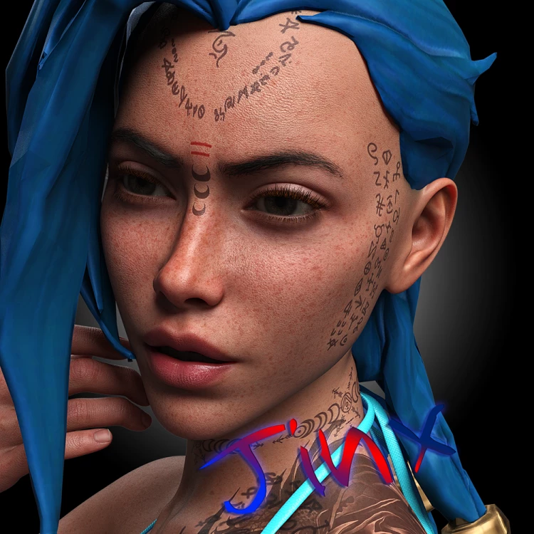 D-Force Jinx (Arcane) Hairs for G8, 8.1 & 9 Female › daz studio